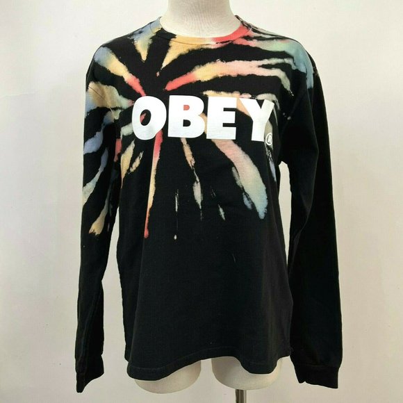 Obey | Tops | Obey Ls Box Tshirt Bold Blackrainbow Tie Dye | Poshmark